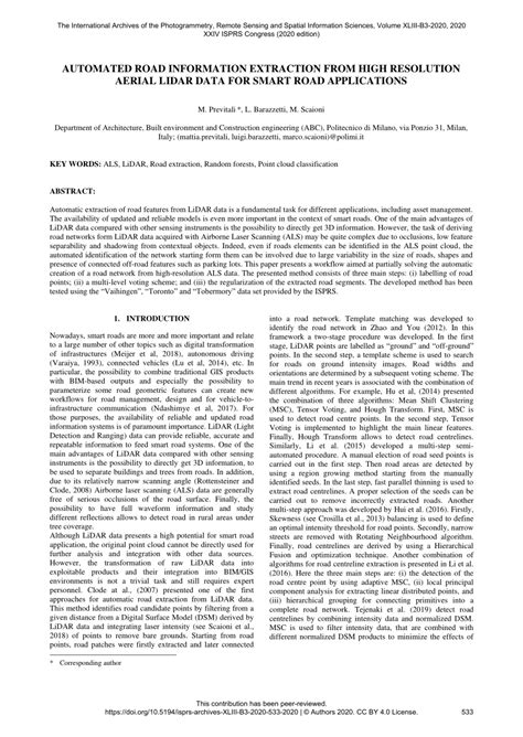 PDF AUTOMATED ROAD INFORMATION EXTRACTION FROM HIGH RESOLUTION AERIAL LIDAR DATA FOR SMART