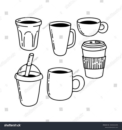 Set Hand Drawn Coffee Cups Set Stock Vector Royalty Free 2500322295