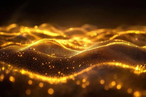 Wave Like Golden Patterns Create A Mesmerizing Visual Display In Dynamic Lighting Stock
