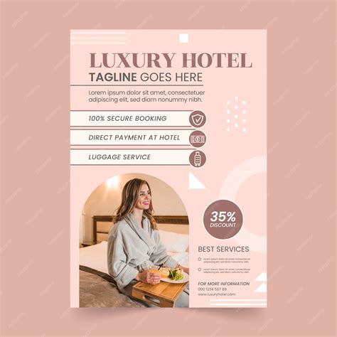 평면 디자인 럭셔리 호텔 포스터 템플릿 무료 벡터