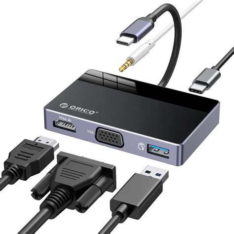 Hub Usb En Usb C Adaptateur Multiport Usb Avec K Hdmi Vga W Pd Gbps Usb A