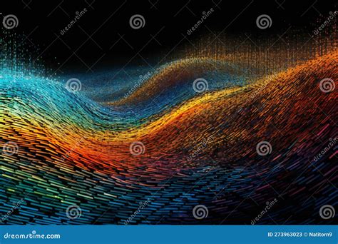 Digital Information Ocean Binary Code Waves Ai Generated Stock