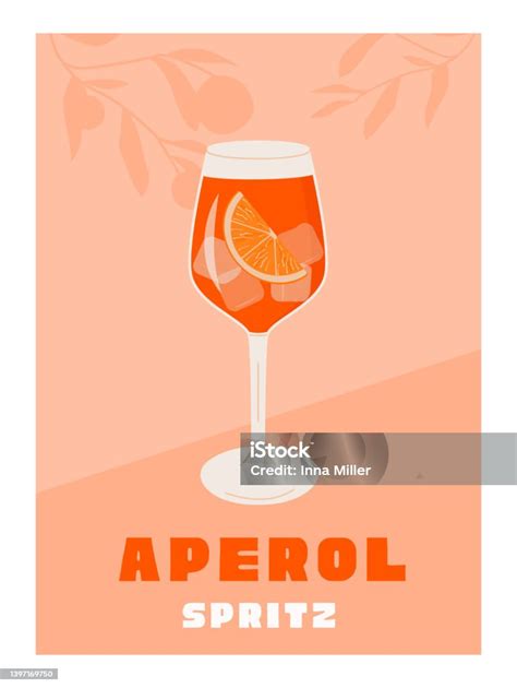 캄파리 스프리츠 칵테일 유리 얼음과 오렌지 조각 여름 이탈리아 아페리티프 복고풍 포스터 배경에 오렌지 쐐기와 감귤류로 장식 된 알코올 음료가있는 벽 예술 벡터 스프리츠에