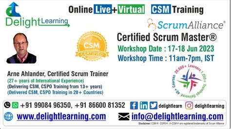 Delight Learning Services And Consultancy On Linkedin Agile Scrum Scrumalliance Csm Cspo
