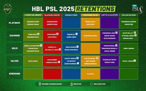 Player Retentions For Hbl Psl 2025 Announced Press Release Pcb