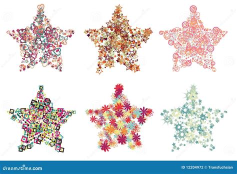 Collection Of Stars Filled With Different Shapes Stock Vector Illustration Of Retro Grunge