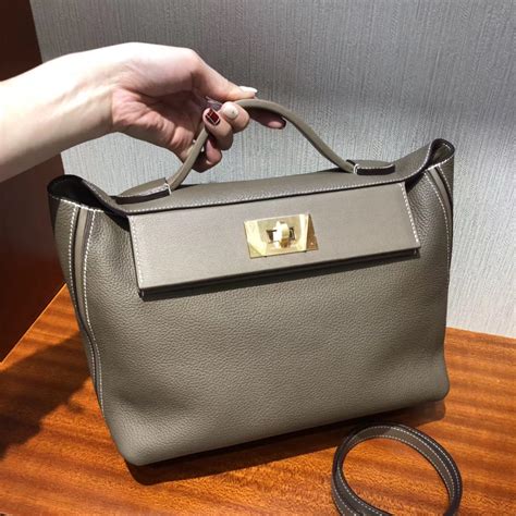 2018最新款爱马仕凯莉包hermes Kelly 2424 Bag Maurice皮 Ck37金棕色 金扣 Hermès Birkin