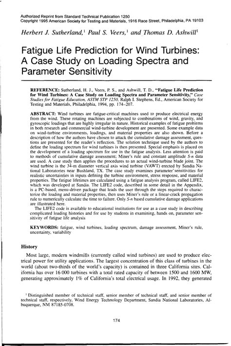 PDF Fatigue Life Prediction For Wind Turbines A Case Study On Loading Spectra And Parameter