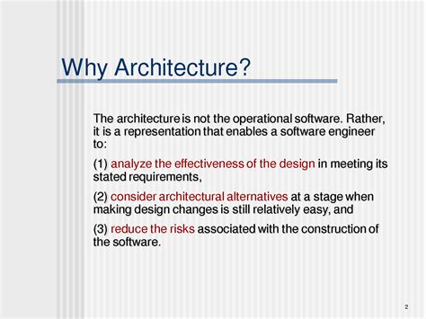 SOLUTION Architectural Design In Software Engineering Studypool
