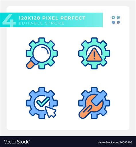 System Changes Pixel Perfect Rgb Color Icons Set Vector Image