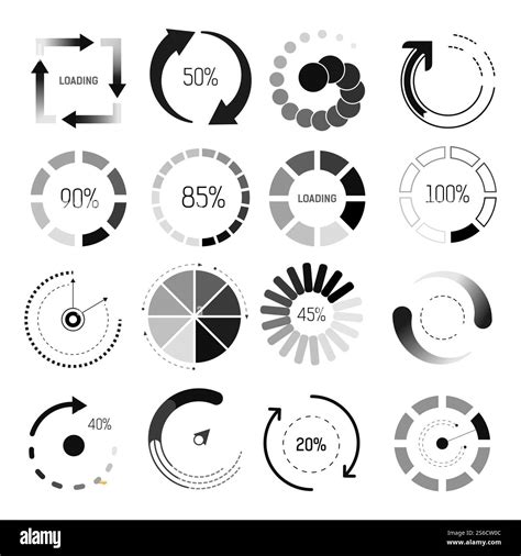 Website Buffer Loader Or Preloader Download Or Upload Status Isolated Icons Vector Loading
