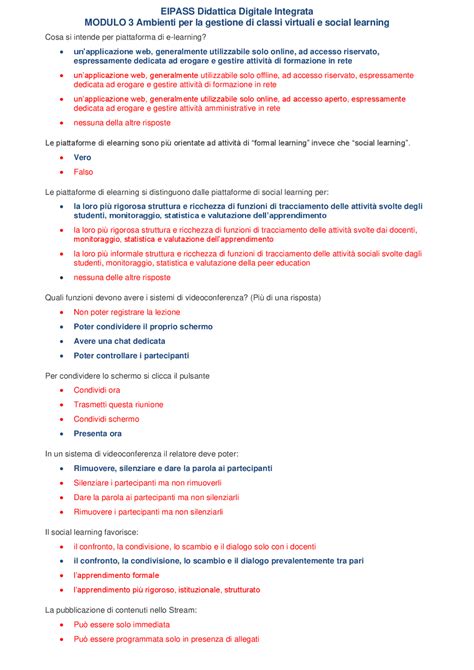 Eipass Didattica Digitale Integrata Modulo 3 Prove Desame Di