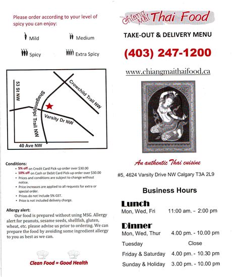 Chiang Mai Thai Food Menu Menu For Chiang Mai Thai Food Varsity