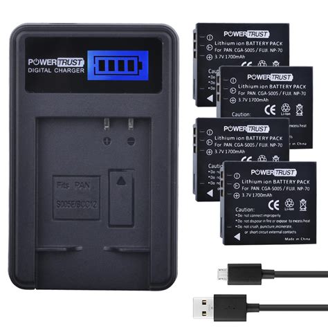 4pcs 3 7v 1700mah Cga S005 Cga S005 Cgas005 배터리 Lcd Usb 충전기 파나소닉 Dmw Bcc12 Fx9 Fx10 Fx12 Fx50