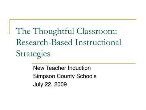 Ppt The Thoughtful Classroom Research Based Instructional Strategies