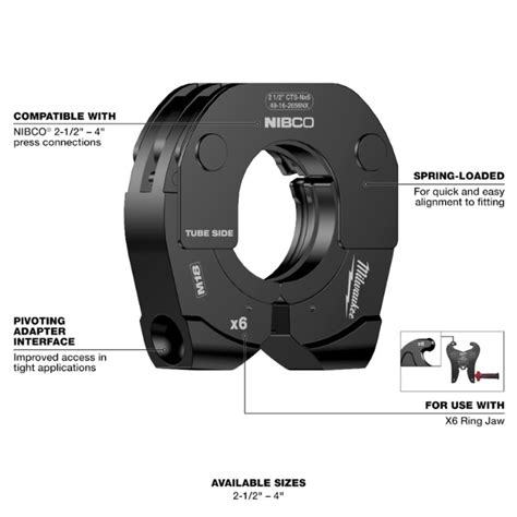 Milwaukee 49 16 2690nx 2 12 4 Nibco Press Ring Kit For M18 Force