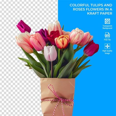 Букет цветов изолированный на прозрачном фоне Премиум Ai сгенерированный Psd