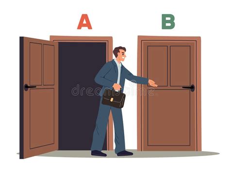 Businessman Picks Doors With Plan B When Plan A Didnt Work Way Choice Business Management