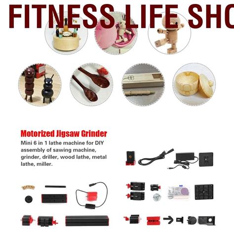 Fitness Life Shop มินิ 6 In 1 เครื่องบดจิ๊กซอว์มอเตอร์ไม้เครื่องกลึง