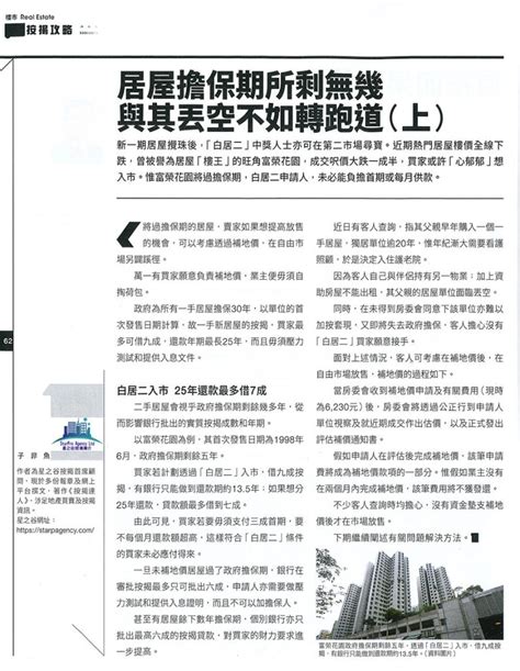 居屋擔保期所剩無幾 與其丟空不如轉跑道 上《星之谷專欄 經濟一週》 星之谷按揭轉介 Starpro Agency Limited