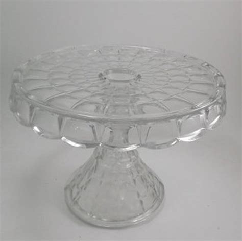 Vintage Cake Stand Clear Glass Cake Pedestal Indiana Glass