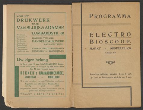 Gedigitaliseerd Op Verzoek Een Programmaboekje Van De Electro Bioscoop