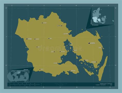 Syddanmark Denmark Solid Labelled Points Of Cities Stock