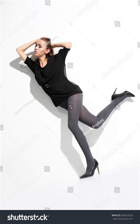 Sexy Leggy Girl Pantyhose Beautiful Leggy Stockfoto 296953550