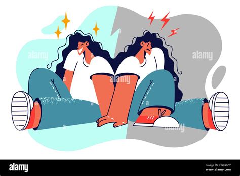 Woman Before And After Taking Psychotropic Drug That Affects Mood And