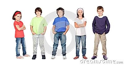 Aanbiddelijke Kinderen Twee Meisjes En Drie Jongens Royalty Vrije Stock Foto Afbeelding