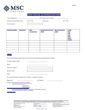 Fillable Online REFUND AUTHORISATION FORM Fax Email Print PdfFiller