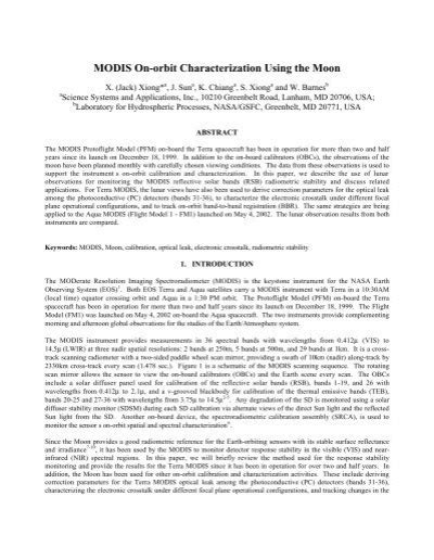 Modis On Orbit Characterization Using The Moon