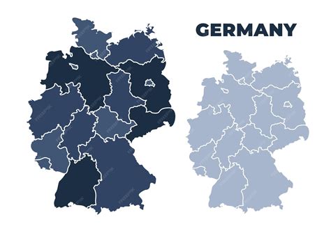 Политическая карта Германии с очертаниями границ государств Премиум вектор