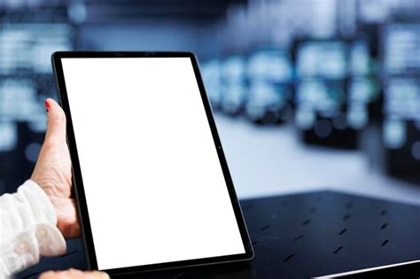 Premium Photo Close Up Shot Of Mock Up Tablet Used By Engineer In