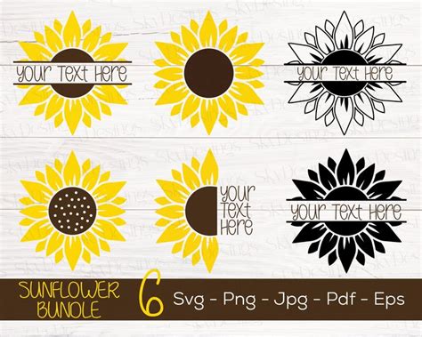 Sunflower Svg Bundle Sunflower Svg Flower Svg Monogram Svg Half