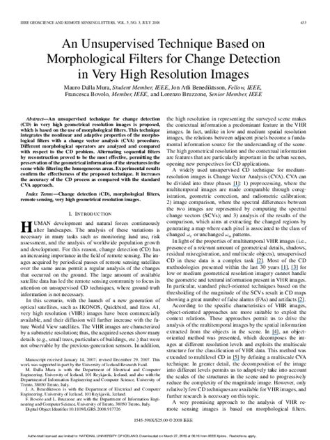 pdf an unsupervised technique based on morphological filters for