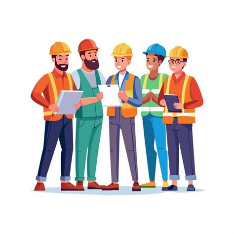 Un Dibujo De Un Grupo De Hombres Con Sombreros Duros Vector Premium