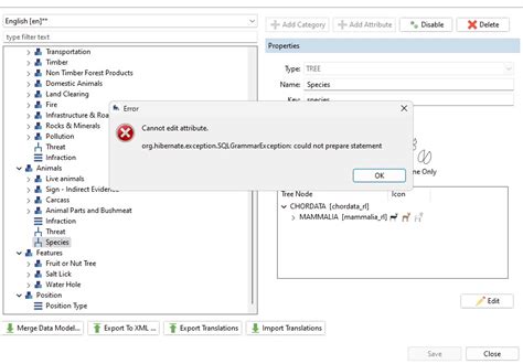 Error While Editing Species List In Data Model Smart Community Forum