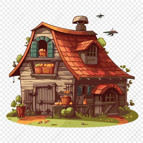 穀倉剪貼畫卡通幻想復古房子插畫 向量卡通片eps圖案素材免費下載，可愛卡通圖片，尺寸4267 × 4267px Lovepik