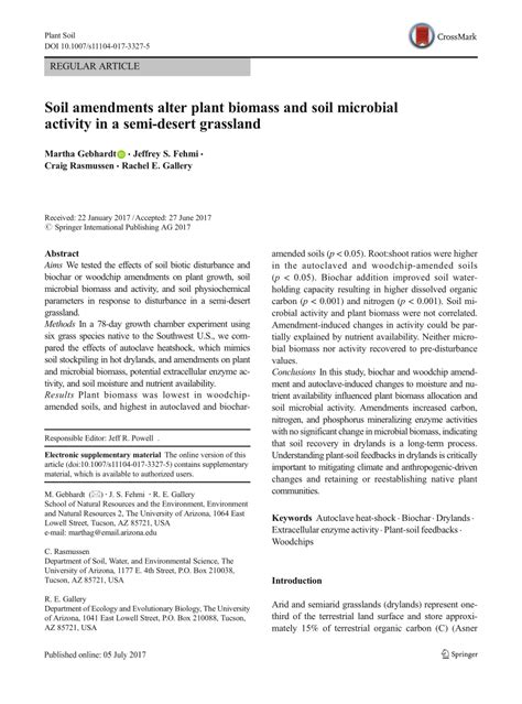 Pdf Soil Amendments Alter Plant Biomass And Soil Microbial Activity