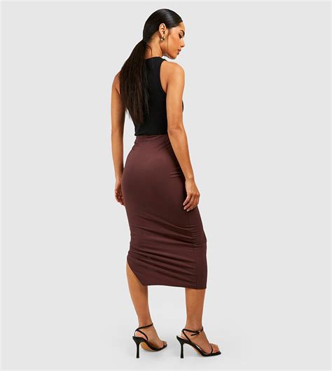 Buy Boohoo Second Skin Premium Slinky Midaxi Skirt In Brown 6thstreet