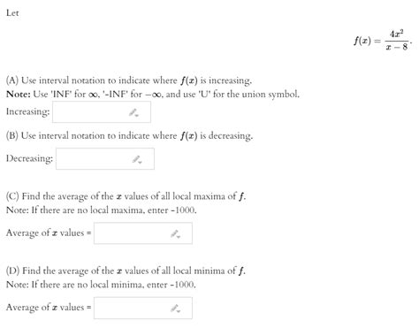 solved let 4 22 f x 2 8 a use interval notation to
