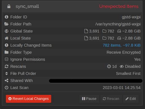 Syncthing Receive Encrypted Folder Repeatedly Shows Local Changes
