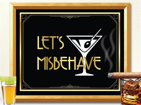 Lets Misbehave Great Gatsby Party Decorations Art Deco Etsy