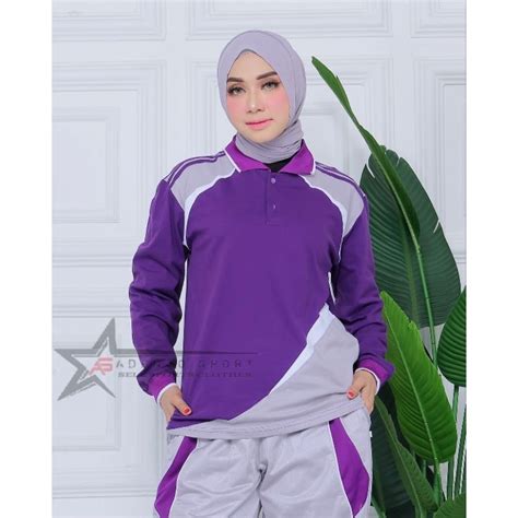 Jual Kaos Krah Lengan Panjang Atasan Seragam Baju Olahraga Wanita Dan