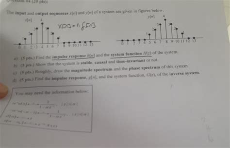 Solved The Input And Output Sequences X N ﻿and Y N ﻿of A