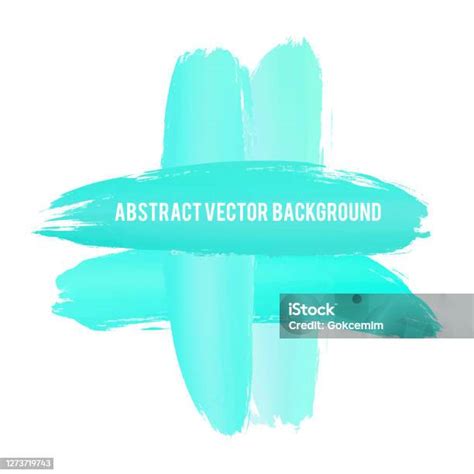 추상 청록색 페인트 브러시 스트로크는 흰색 배경에 격리되어 있습니다 인사말 카드 및 라벨을 위한 디자인 요소입니다 추상 현대 블루 배경 개념에 대한 스톡 벡터 아트 및 기타