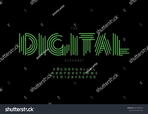 양식화된 디지털 알파벳 글꼴 벡터 스톡 벡터로열티 프리 1901659810 Shutterstock
