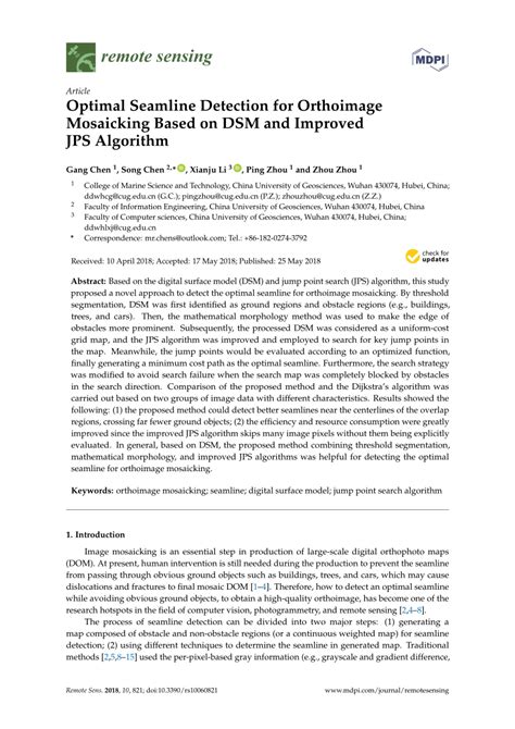 Pdf Optimal Seamline Detection For Orthoimage Mosaicking Based On Dsm