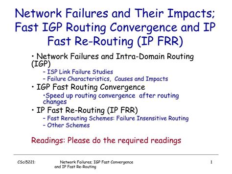 PPT Network Failures And Their Impacts Fast IGP Routing Convergence And IP Fast Re Routing